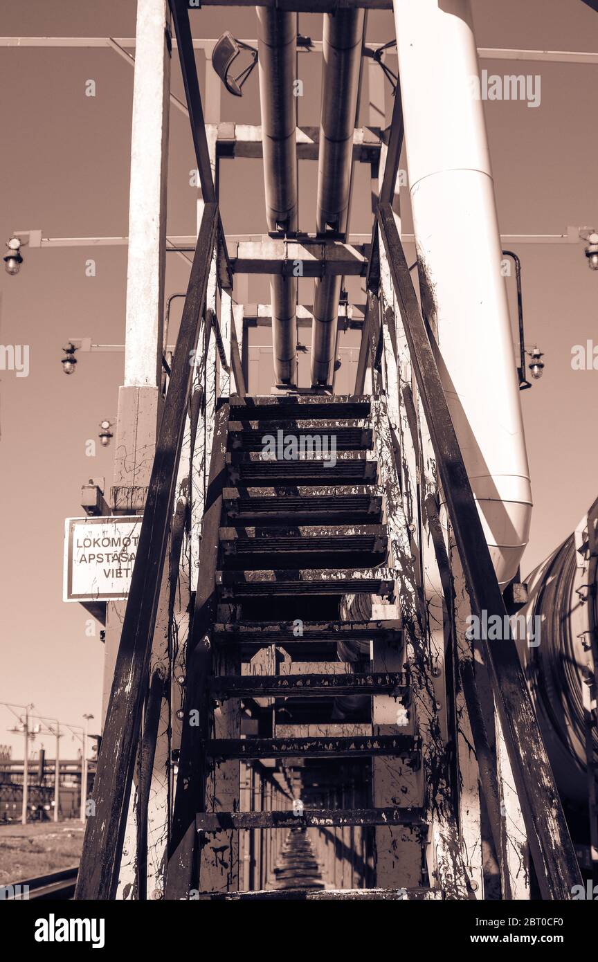 Industrial metal stairs. Metal stairs or steps or staircase. Industrial ...