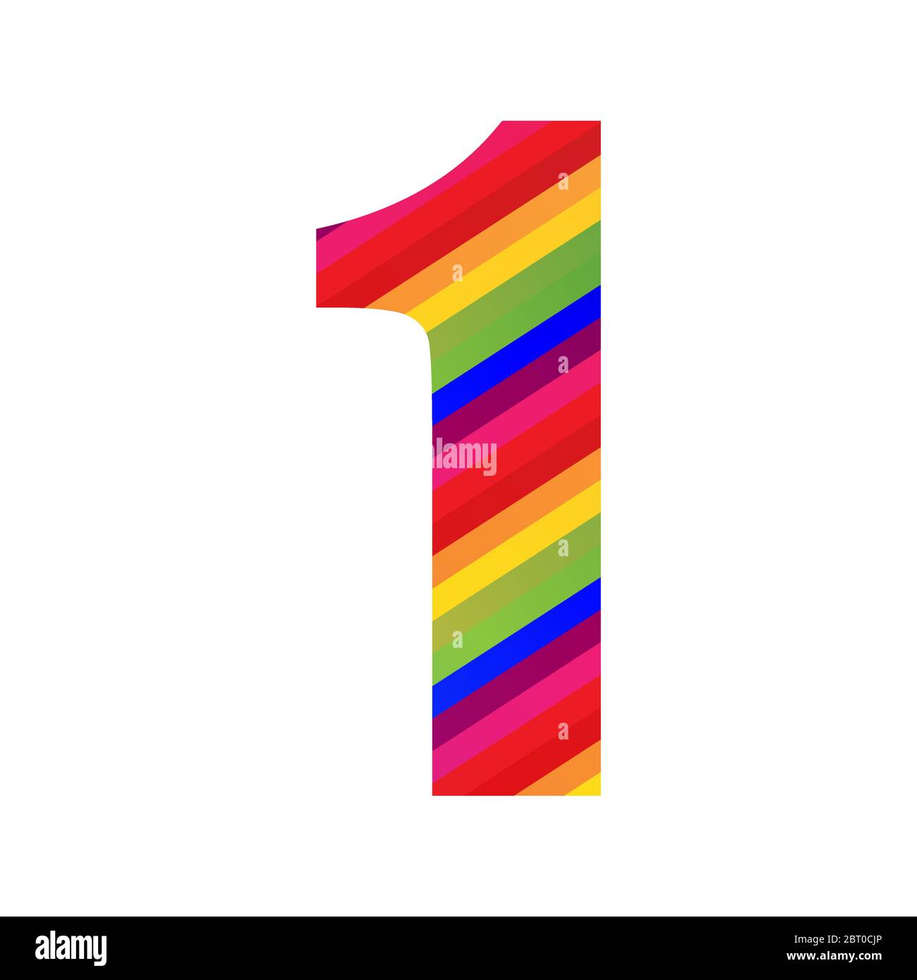 1 Number Rainbow Style Numeral Digit. Colorful Number Vector ...