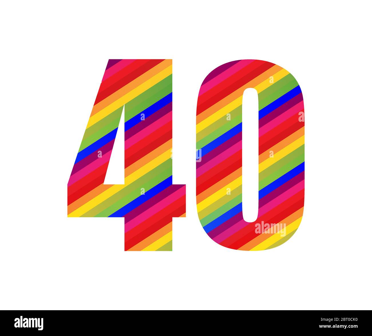 40 Number Rainbow Style Numeral Digit. Colorful Forty Number Vector ...