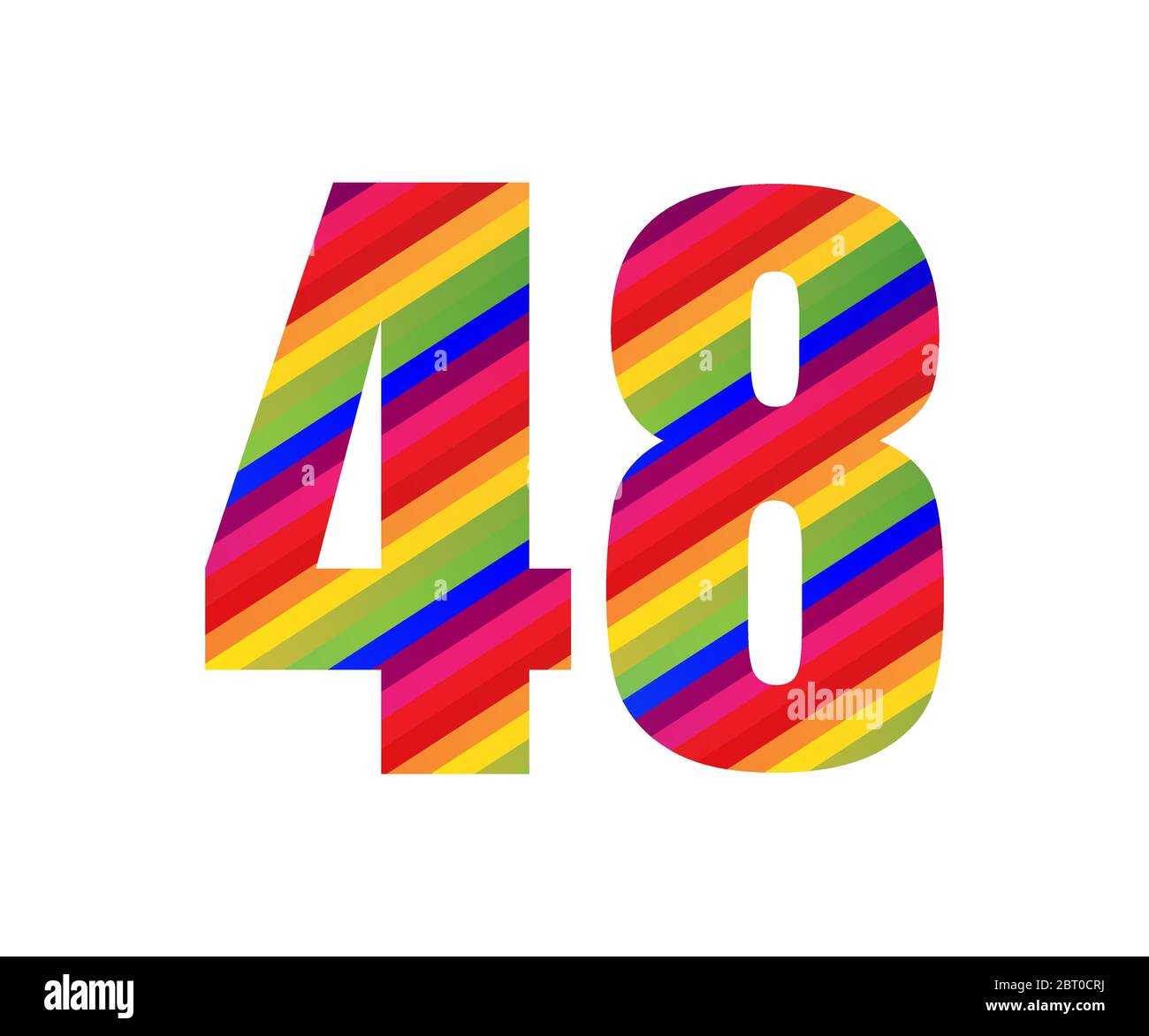 48 Number Rainbow Style Numeral Digit. Colorful Forty Eight Number ...