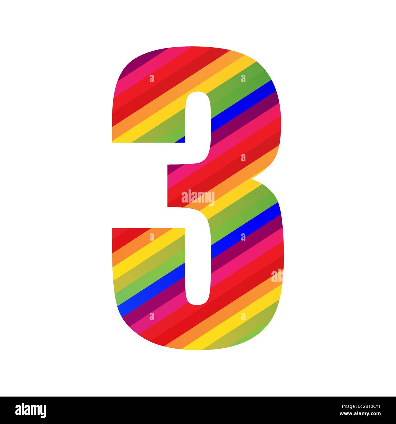 3 Number Rainbow Style Numeral Digit. Colorful Number Vector ...