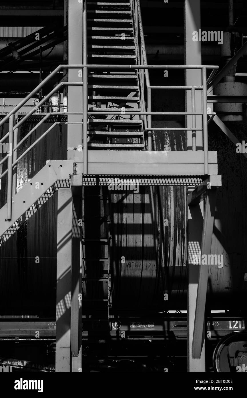 Industrial metal stairs. Metal stairs or steps or staircase. Industrial ...