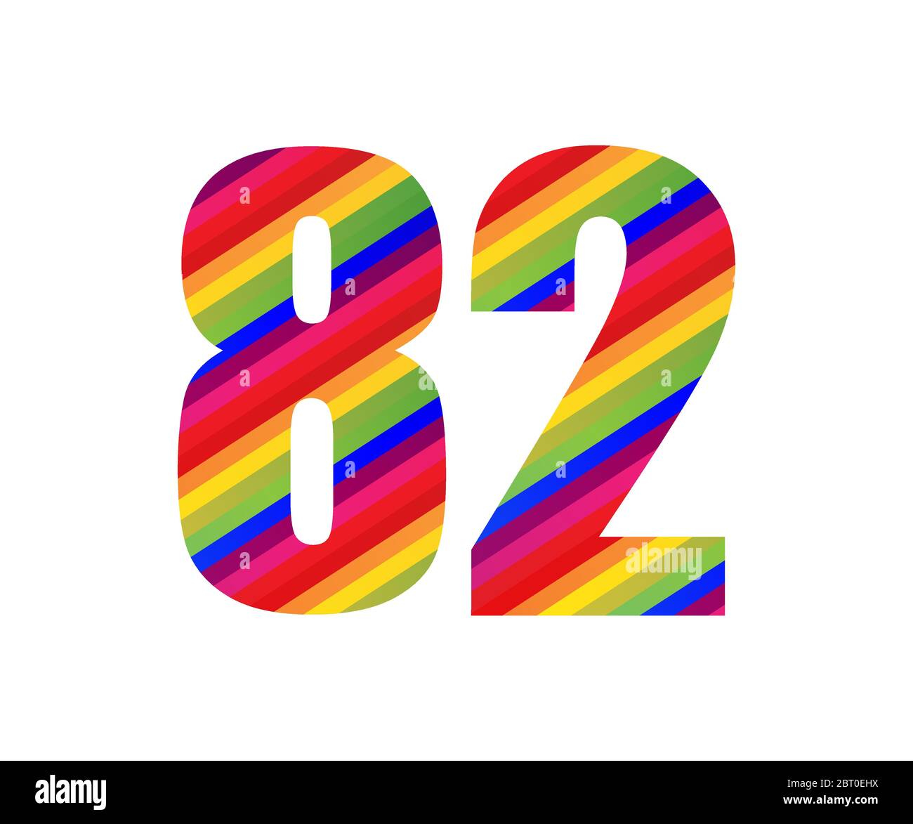 82 Number Rainbow Style Numeral Digit. Colorful Eighty Two Number Vector Illustration Design ...