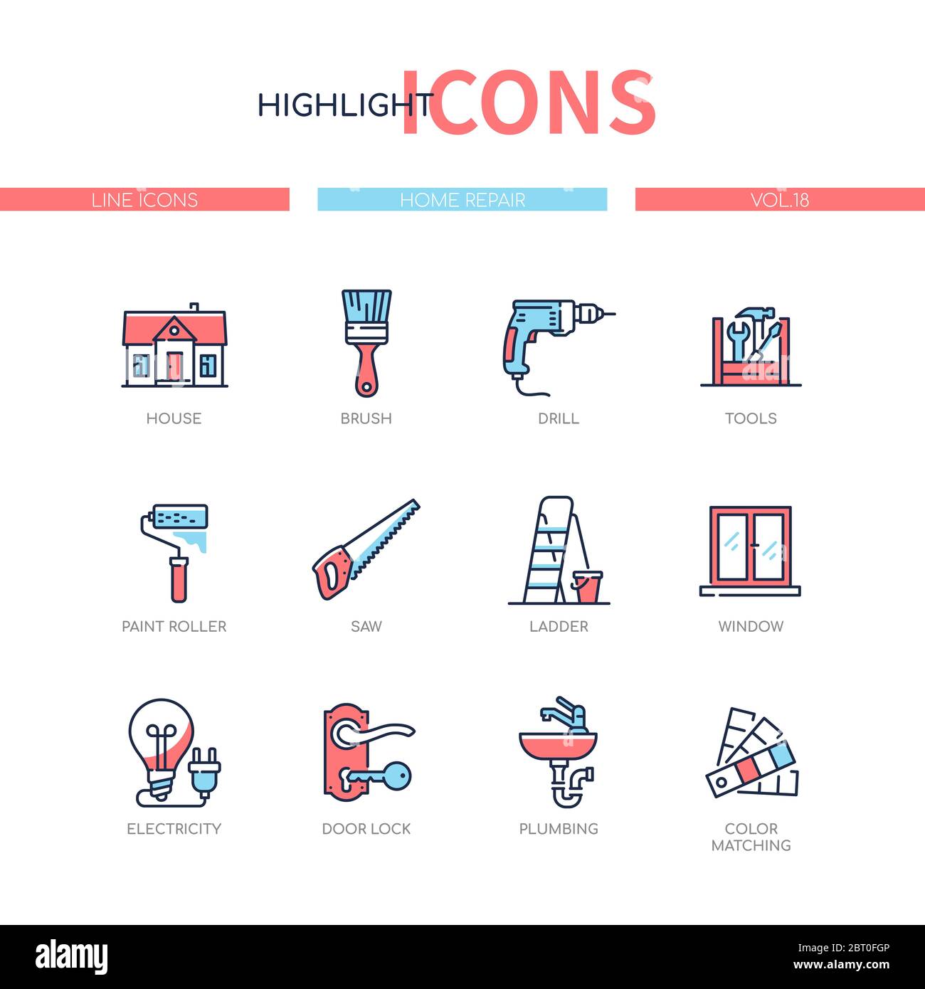 Home repair icon outline hi-res stock photography and images - Alamy