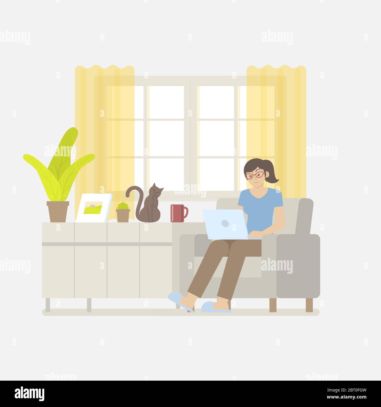 Young female in armchair Stock Vector Images - Alamy