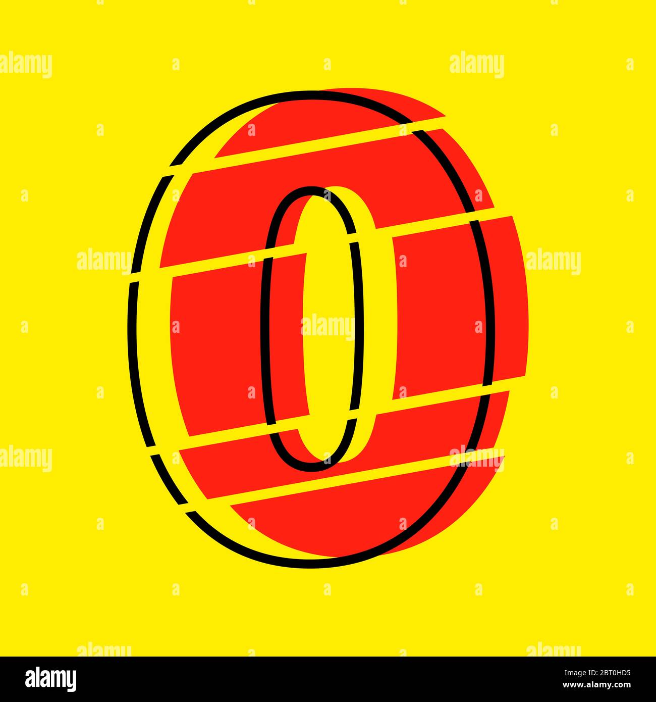 Glitch Modern Red 0 Number Design Vector Illustration. Numeral Vector ...