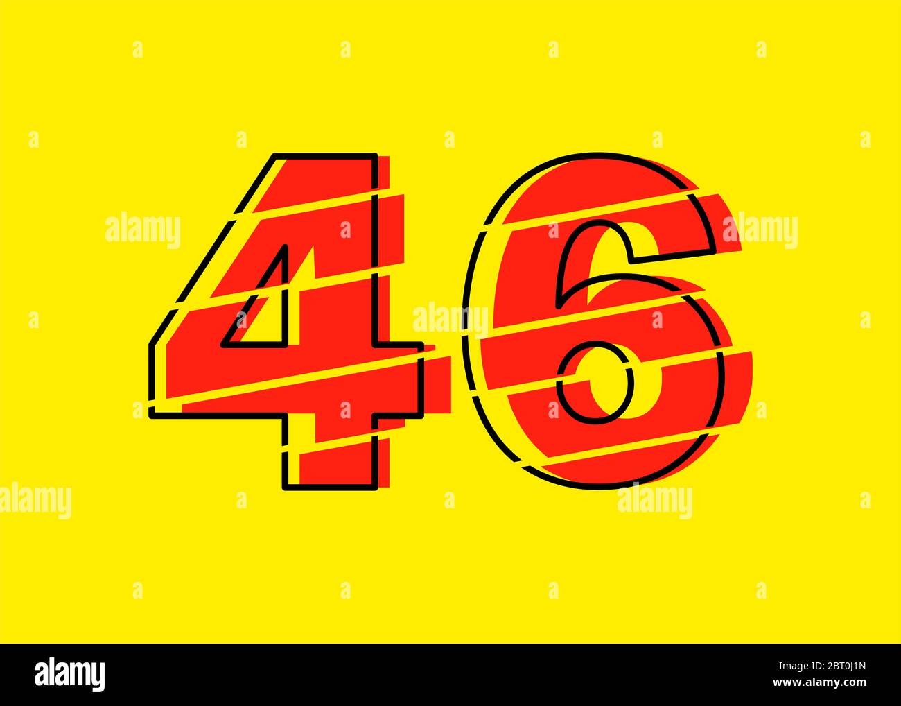 Glitch Modern Red 46 Number Design Vector Illustration. Numeral Vector ...