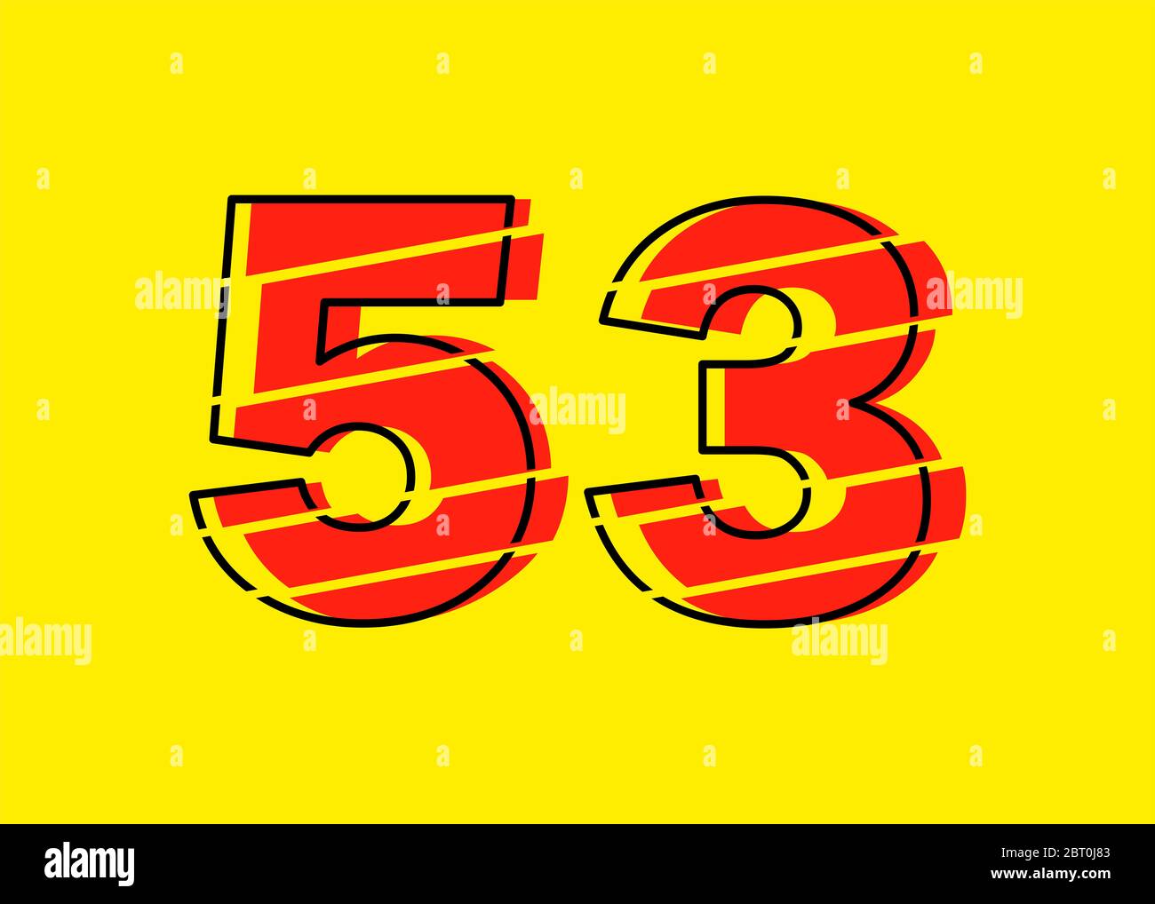 Glitch Modern Red 53 Number Design Vector Illustration. Numeral Vector ...
