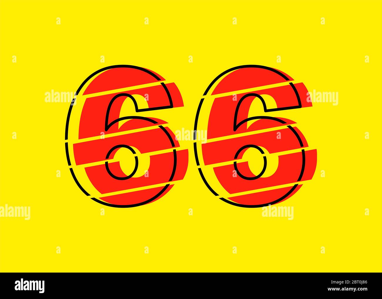 Glitch Modern Red 66 Number Design Vector Illustration. Numeral Vector ...