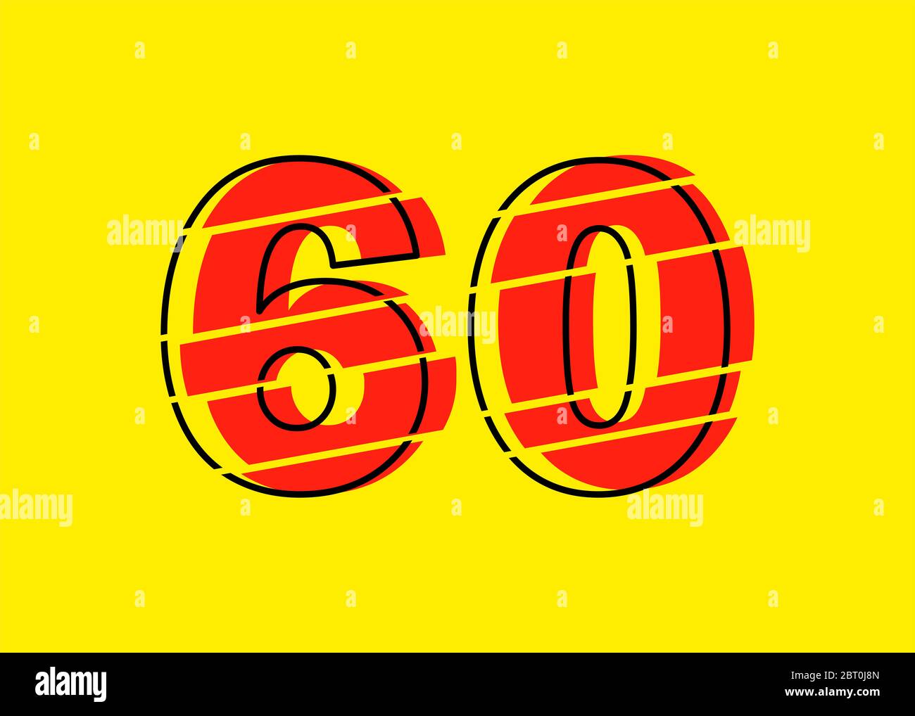 Glitch Modern Red 60 Number Design Vector Illustration. Numeral Vector ...