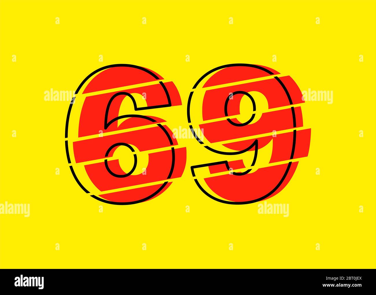 Glitch Modern Red 69 Number Design Vector Illustration. Numeral Vector ...