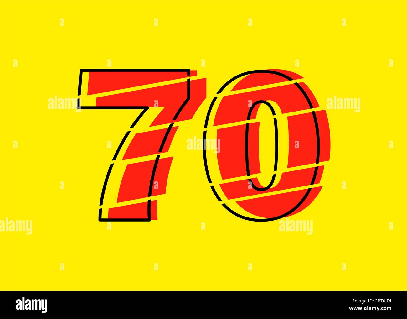 Glitch Modern Red 70 Number Design Vector Illustration. Numeral Vector ...