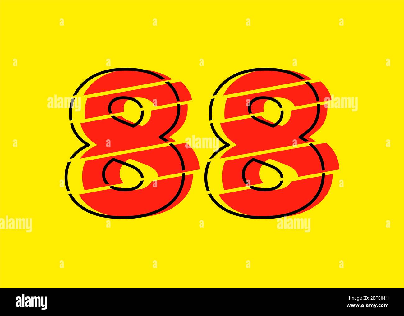 Glitch Modern Red 88 Number Design Vector Illustration. Numeral Vector ...
