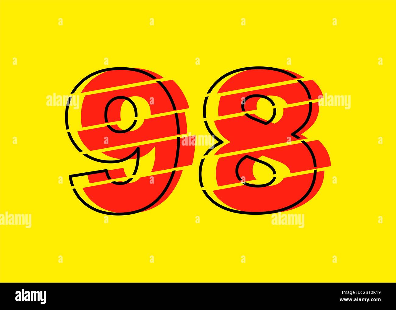 Glitch Modern Red 98 Number Design Vector Illustration. Numeral Vector ...