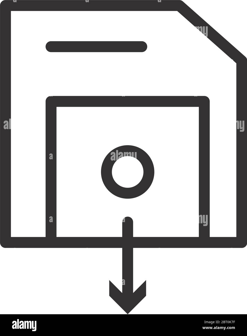 diskette with download arrow icon over white background, line style ...