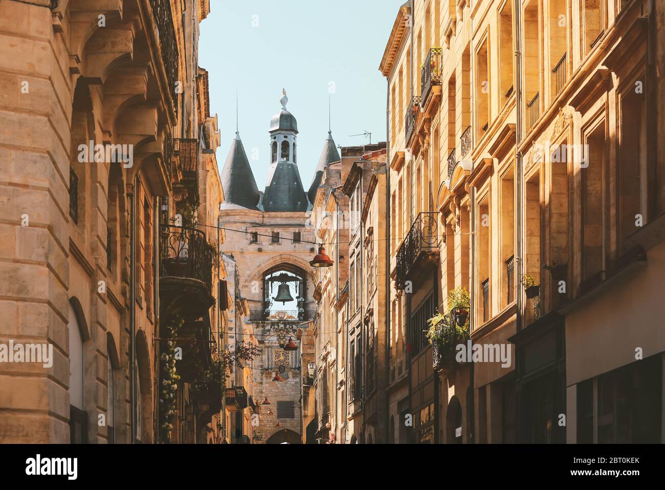 Street view of old city in bordeaux, France, typical buildings from the ...