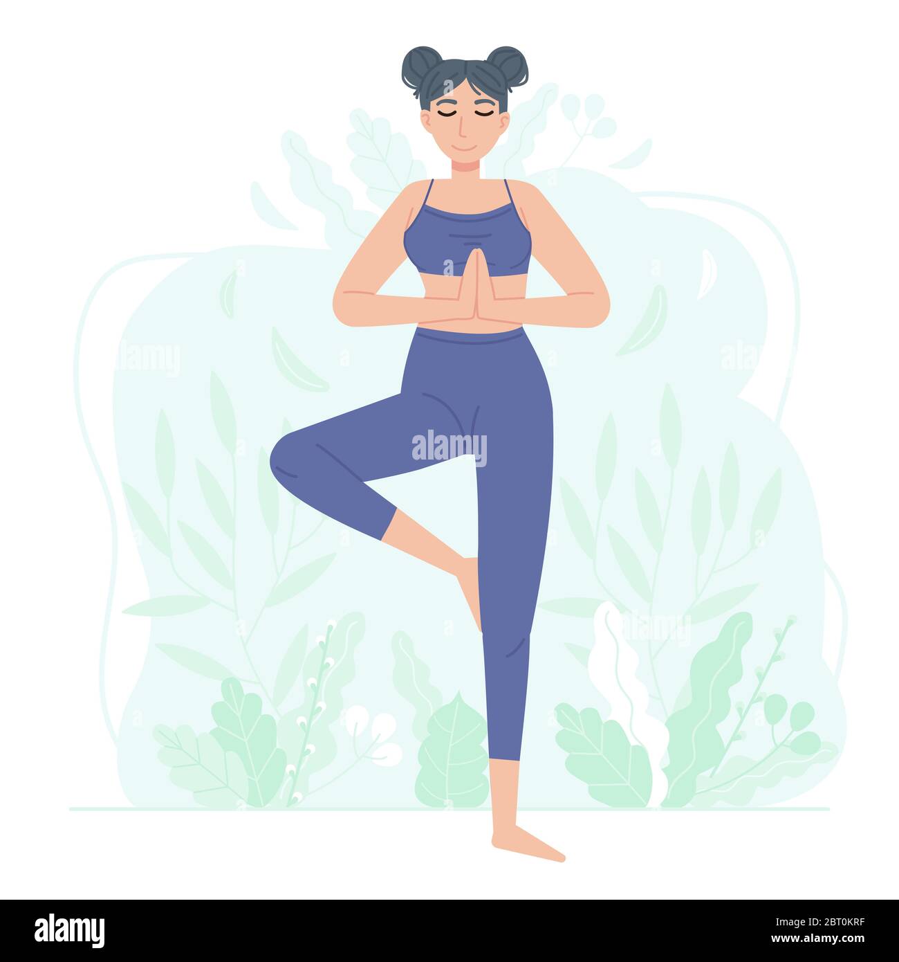 Yoga tree pose cartoon Cut Out Stock Images & Pictures - Alamy