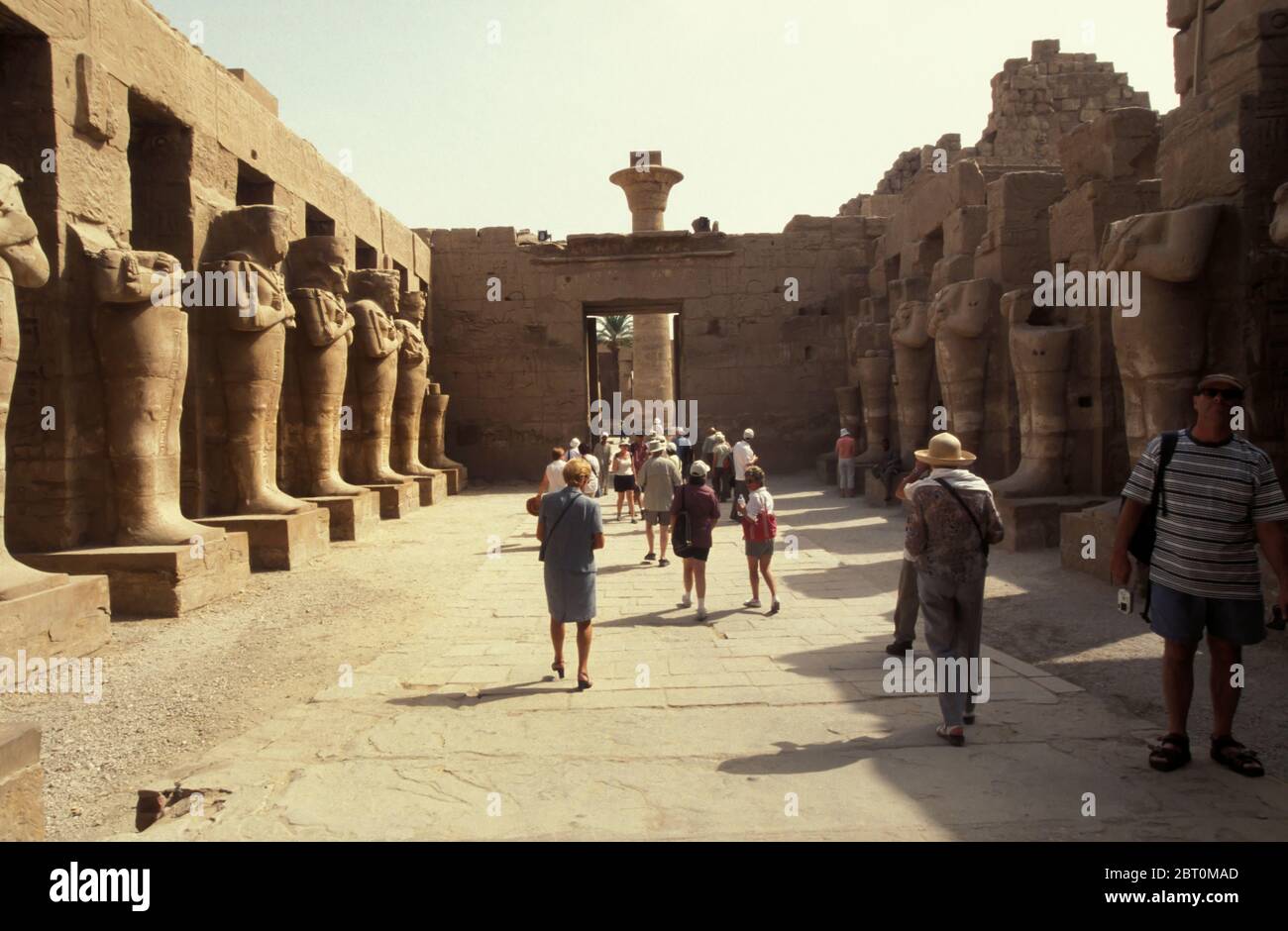 The statues of Pharaoh Ramses II as Osiris located in the Karnak Temple ...
