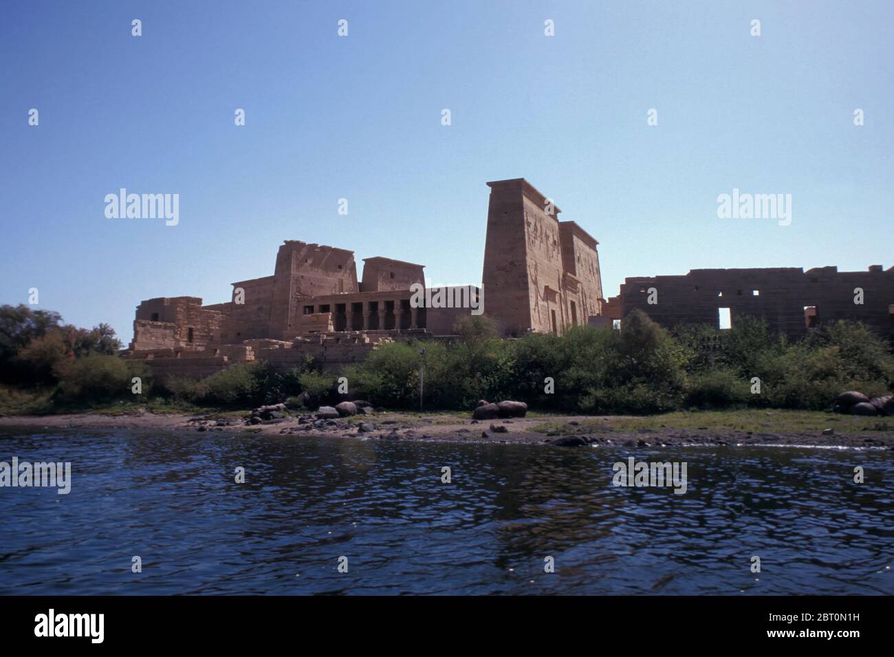 The Philae temple complex in the reservoir of the Aswan Low Dam, Egypt ...