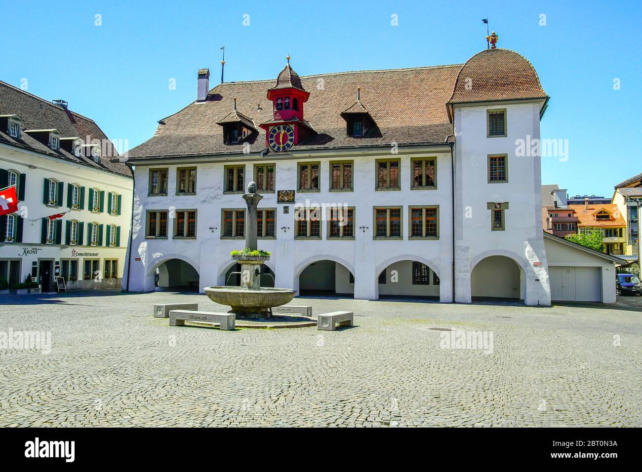 The Town Hall Square is the historic centre of the city of Thun and is ...