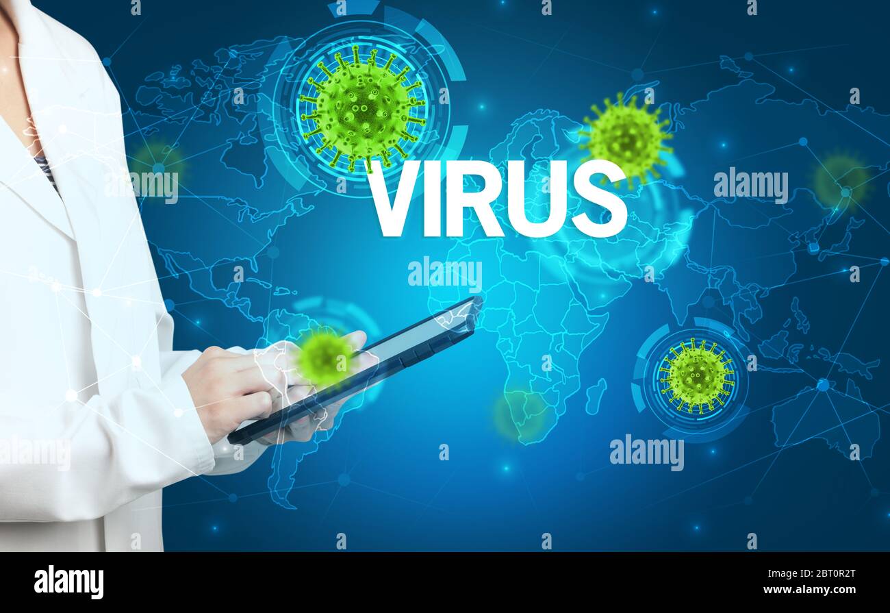 Doctor fills out medical record with VIRUS inscription, virology ...