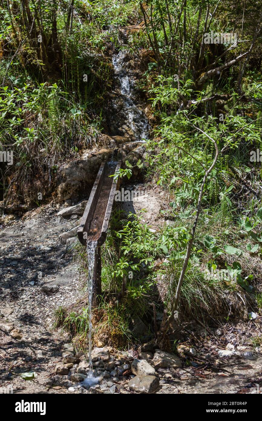 Natural water channel for bottling at Jenbach near Bad Feilnbach Stock ...