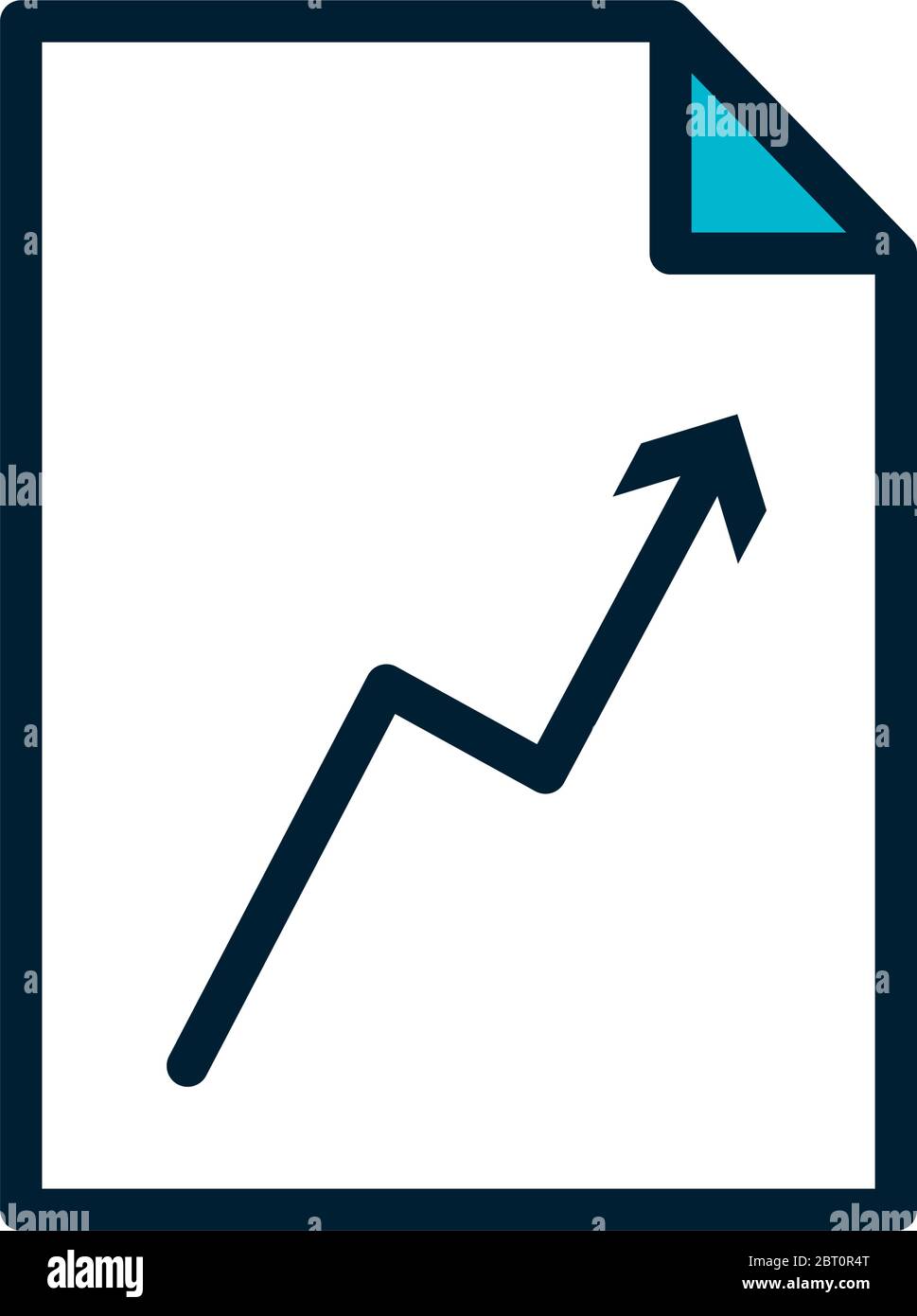 document with financial arrow icon over white background, half color ...