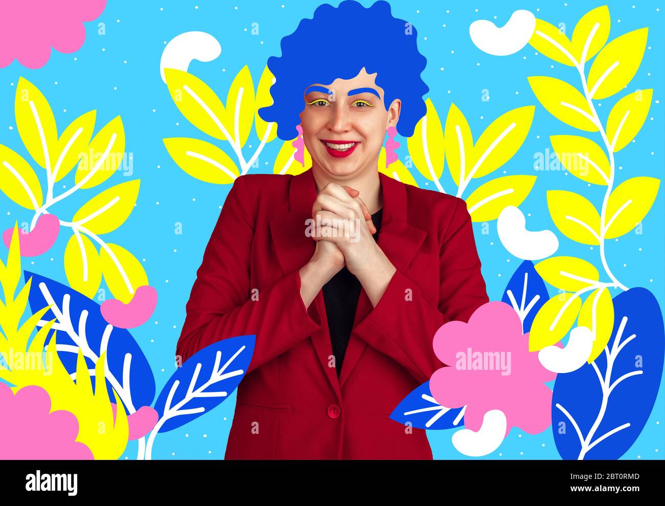 Portrait of a young woman with freaky appearance, look and bright ...