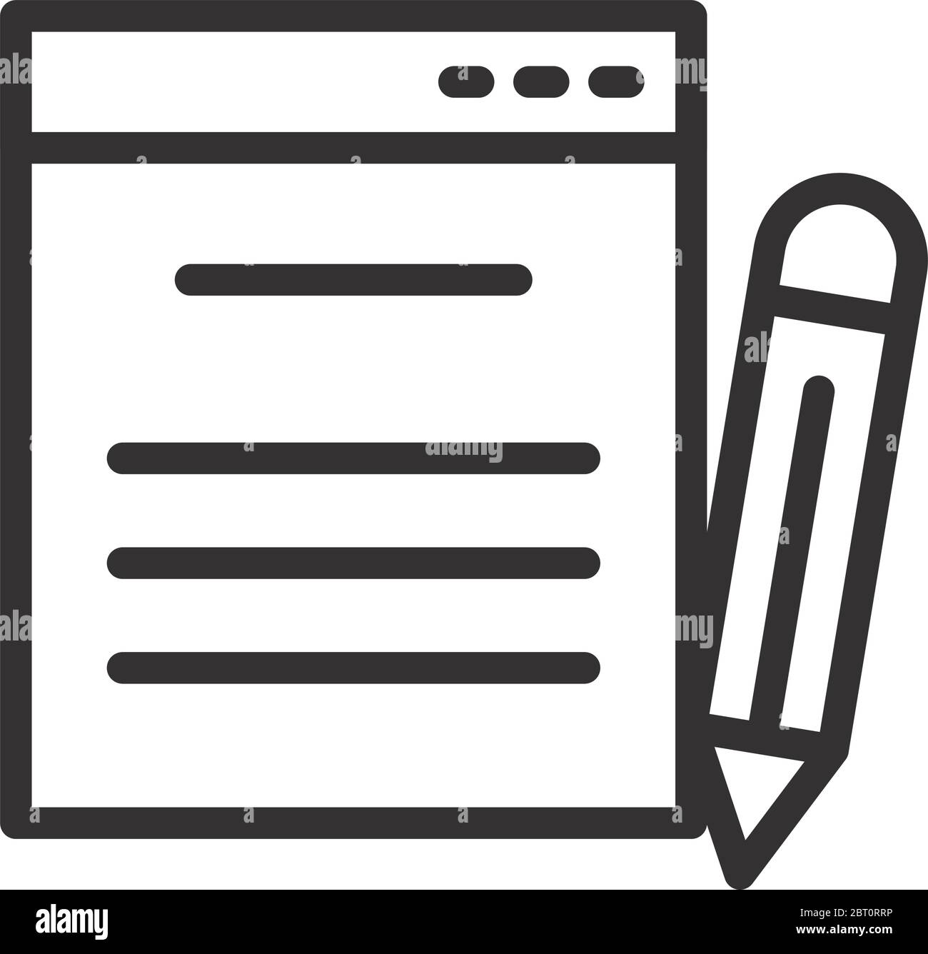 notes and pencil icon over white background, line style, vector ...