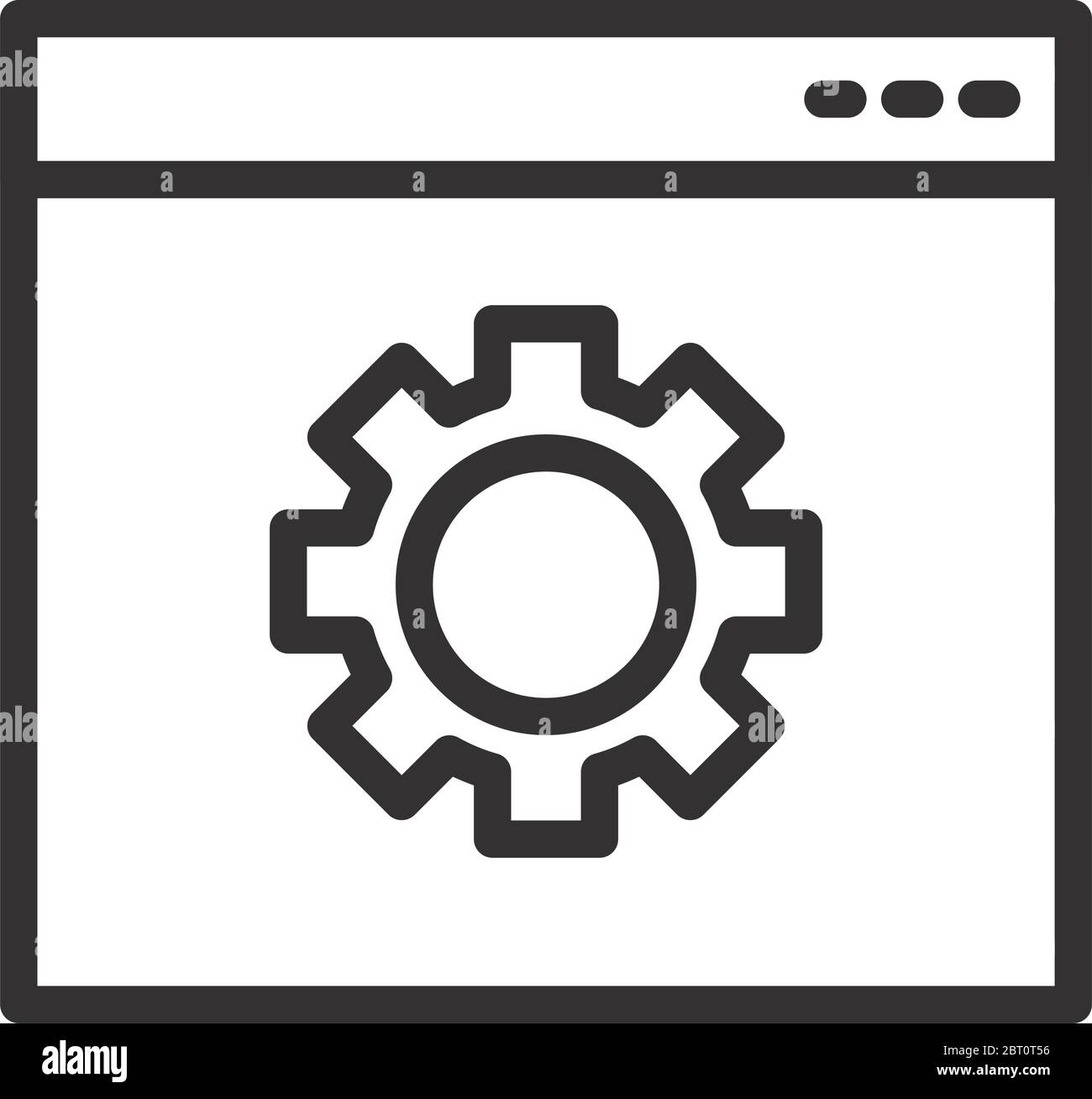 web page with gear wheel icon over white background, line concept style ...
