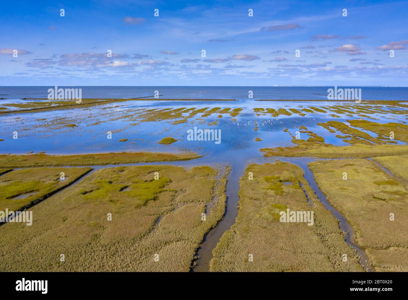 Aerial view of Tidal Marshland national park and Unesco World heritage ...