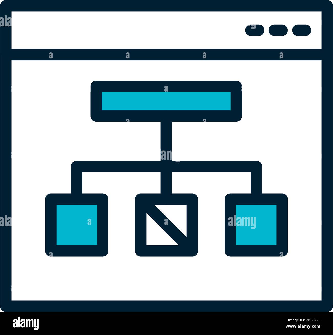 web page with conceptual map icon over white background, half color ...