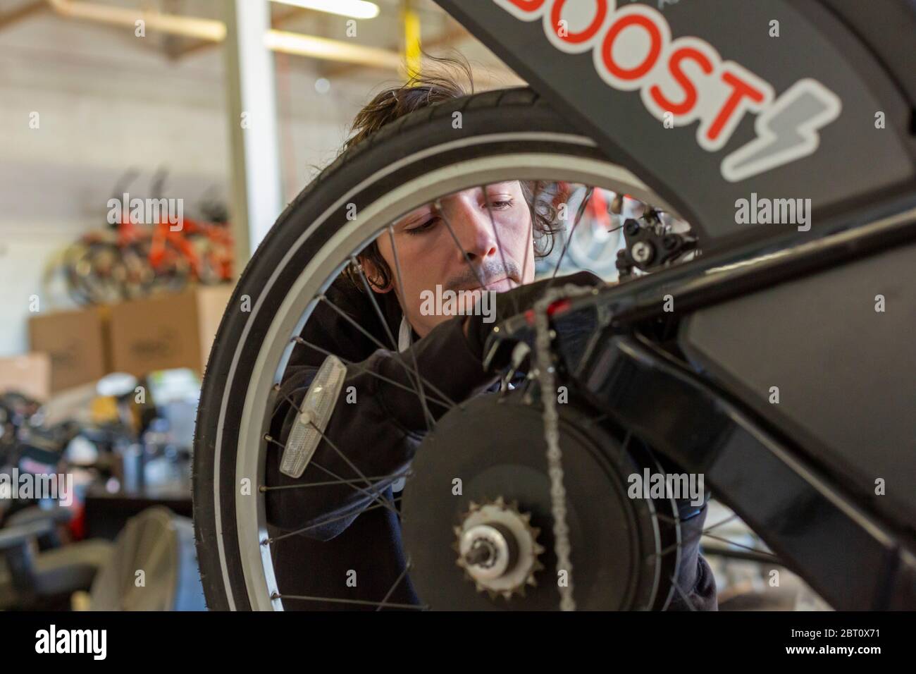 Detroit, Michigan - Maintenance of an electric bicycle in Detroit's ...