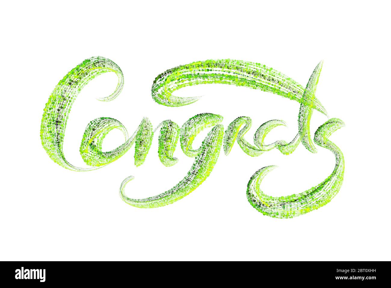 The word Congrats is made up of glowing green particles isolated on a ...