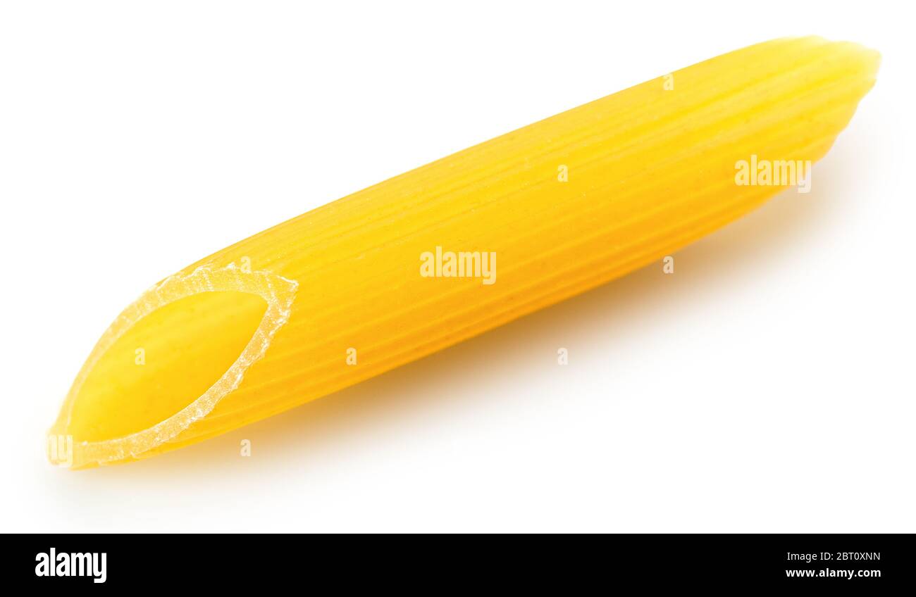 pennette rigate isolated on white background raw paste Stock Photo - Alamy