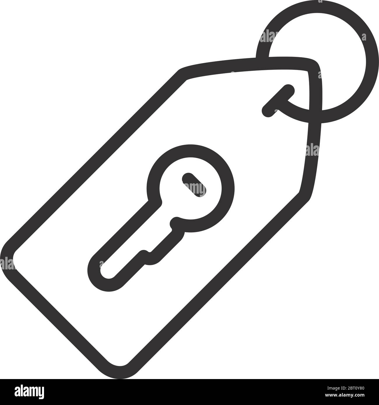 tag with key icon over white background, line style, vector ...