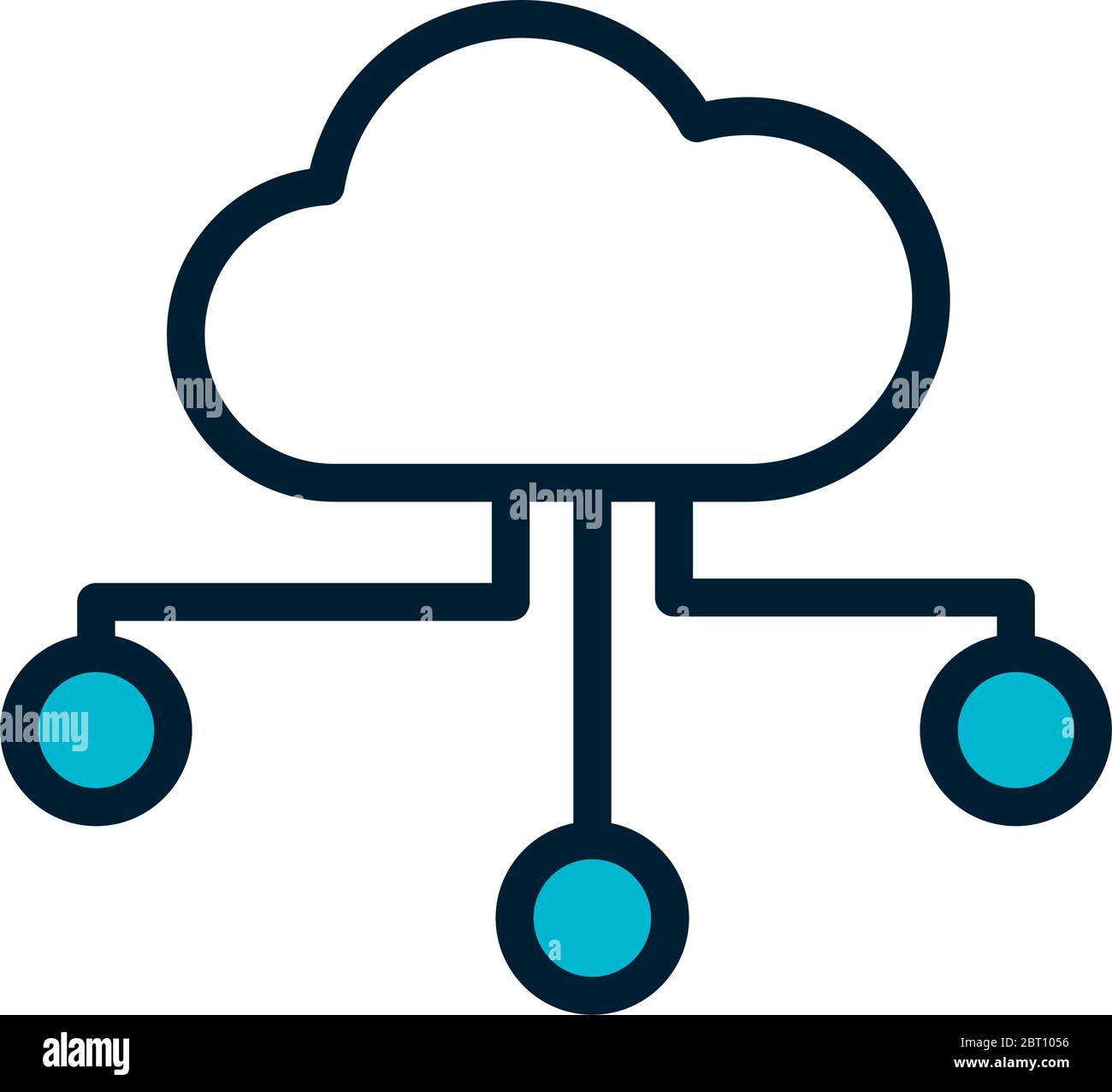 cloud database hosting icon over white background, half color half line ...