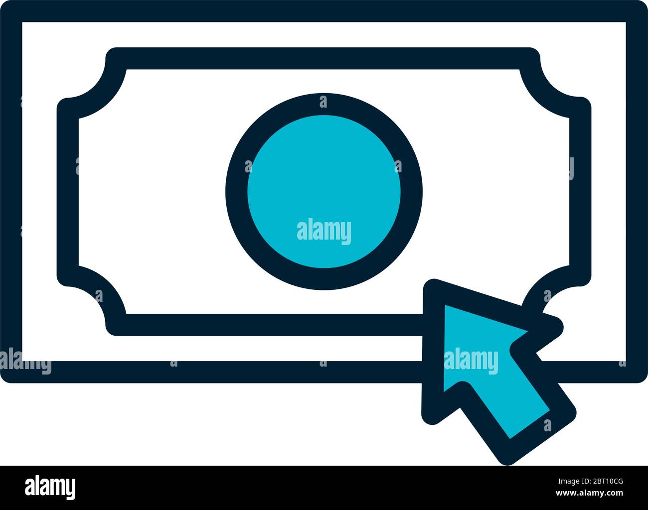 money bill and cursor icon over white background, half color half line ...