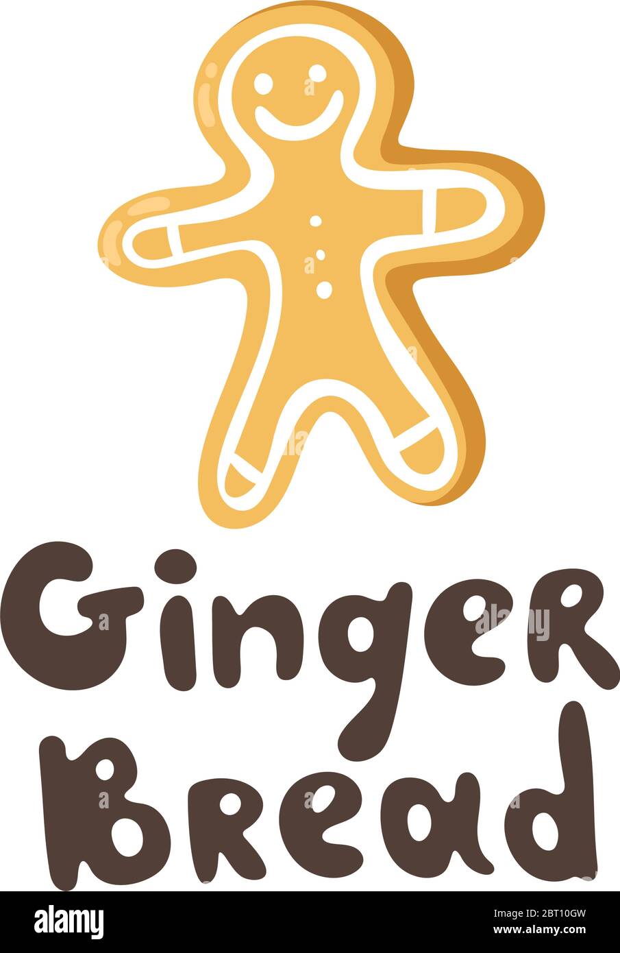 Gingerbread man. Vector flat style Christmas cookie. Vector hand-drawn ...