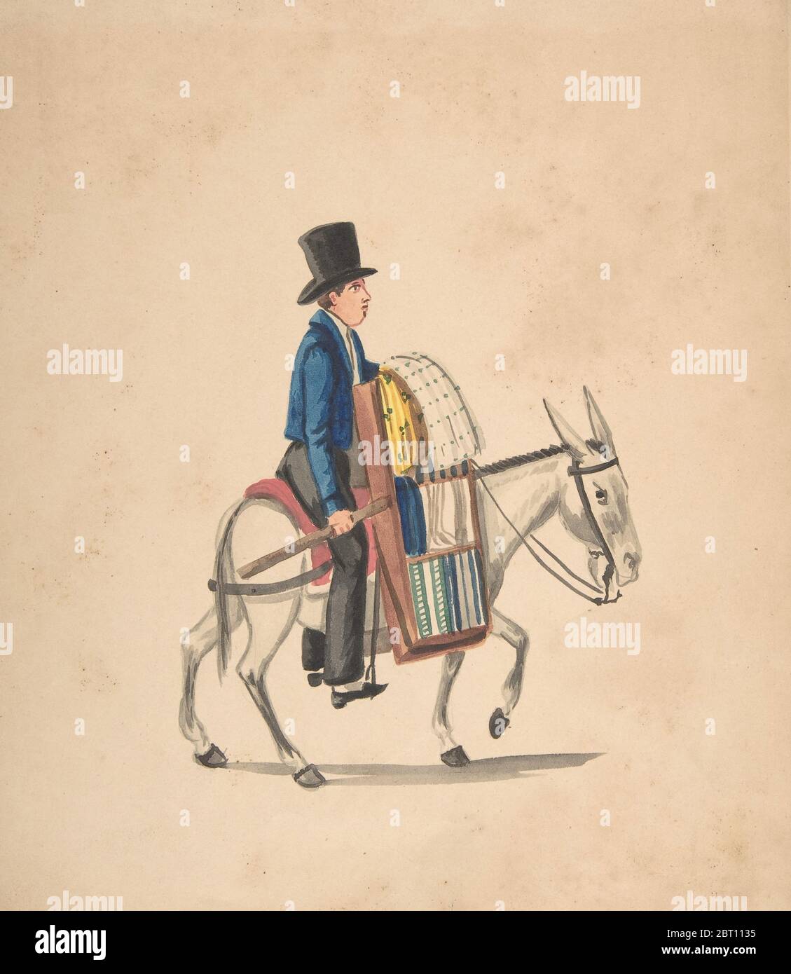 A Man Riding on a Donkey, 1840-50 Stock Photo - Alamy