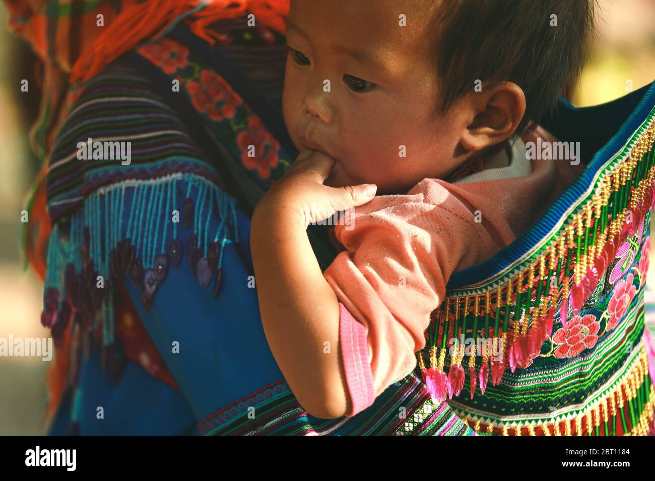 Mu cang chai, Vietnam-July 20, 2019: Hmong tribe woman carrying her ...