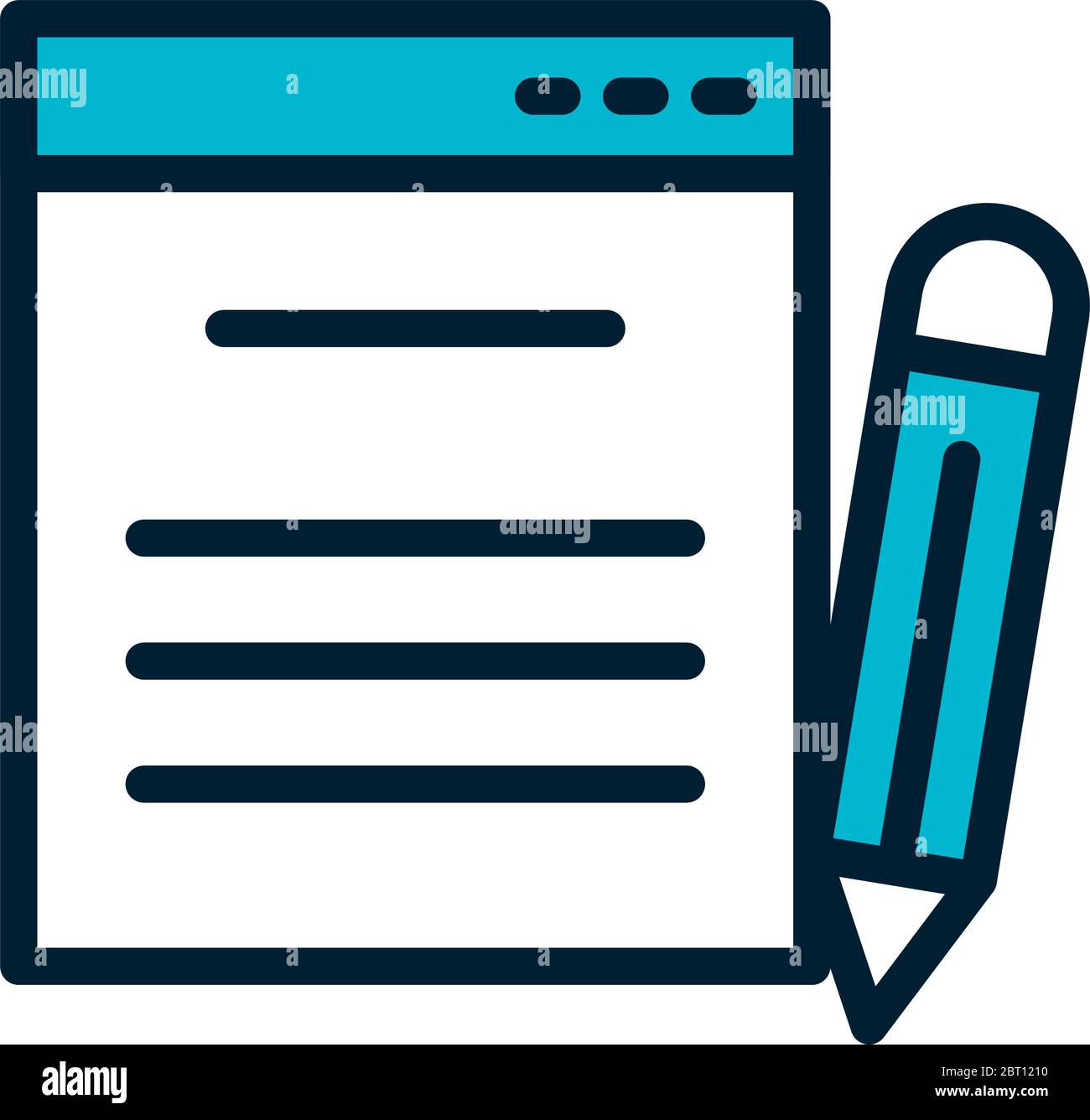 notes and pencil icon over white background, half color half line style ...