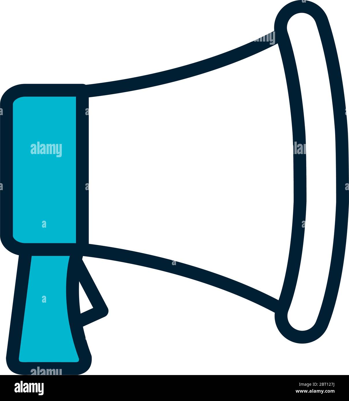 megaphone device icon over white background, half color half line style ...