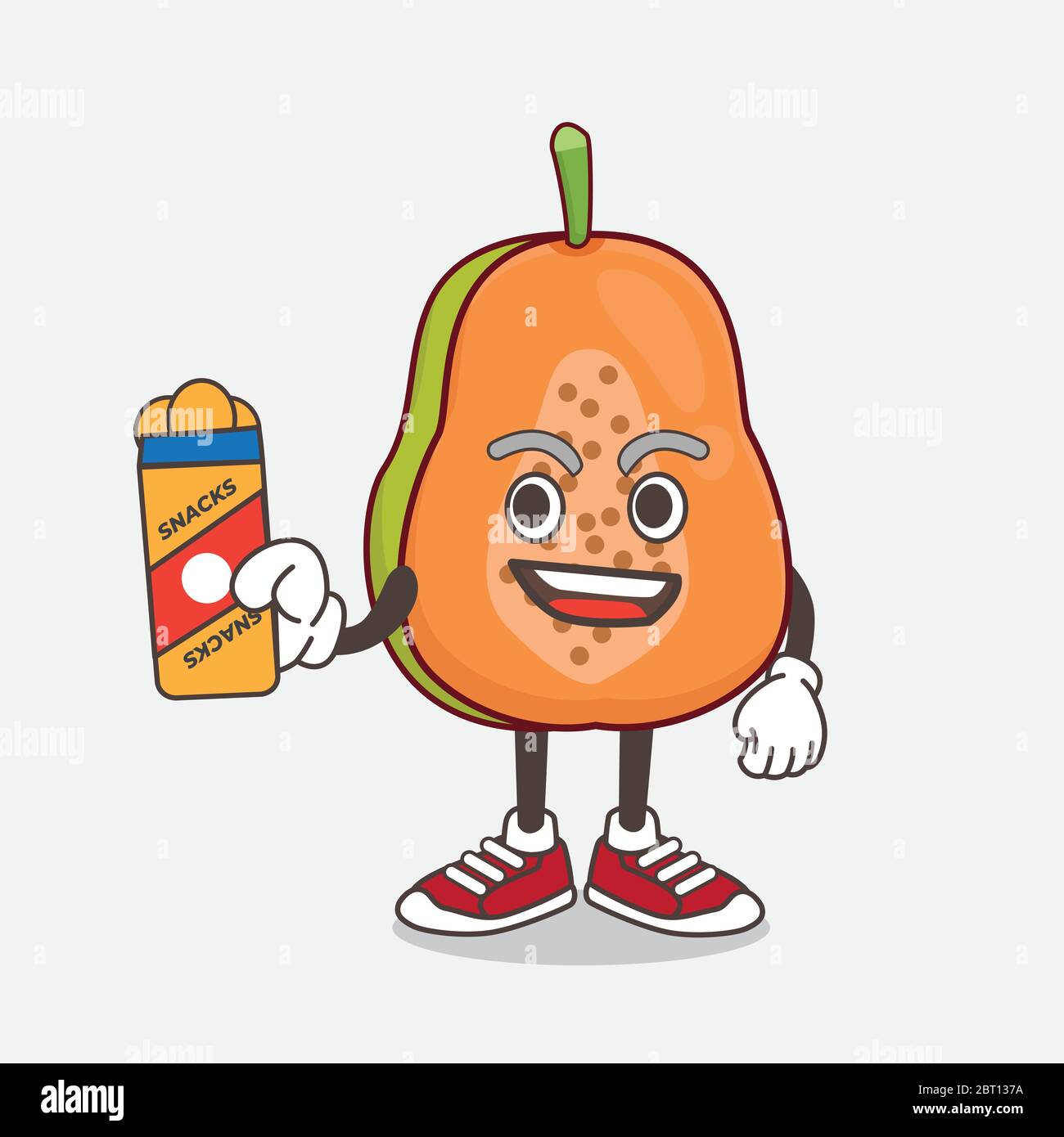 An illustration of Papaya Fruit cartoon mascot character giving snacks ...
