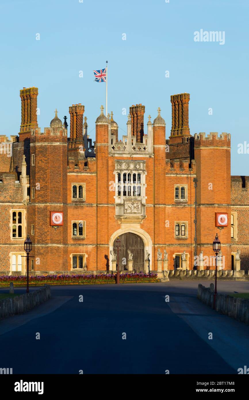 Hampton Court Palace Central Gatehouse, West Front, seen from the main ...