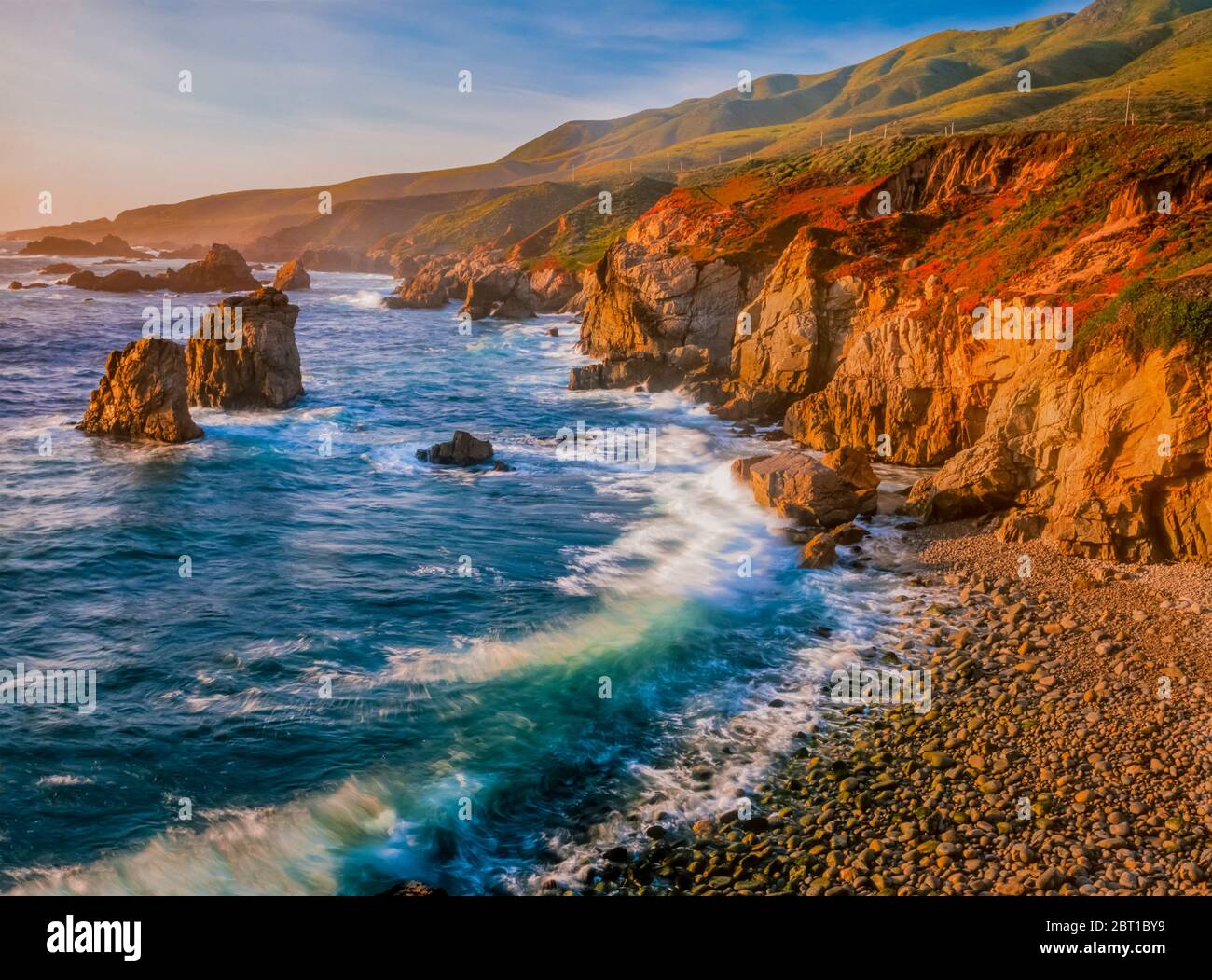 Garrapata State Parks coastline is covered in colorful iceplant and ...