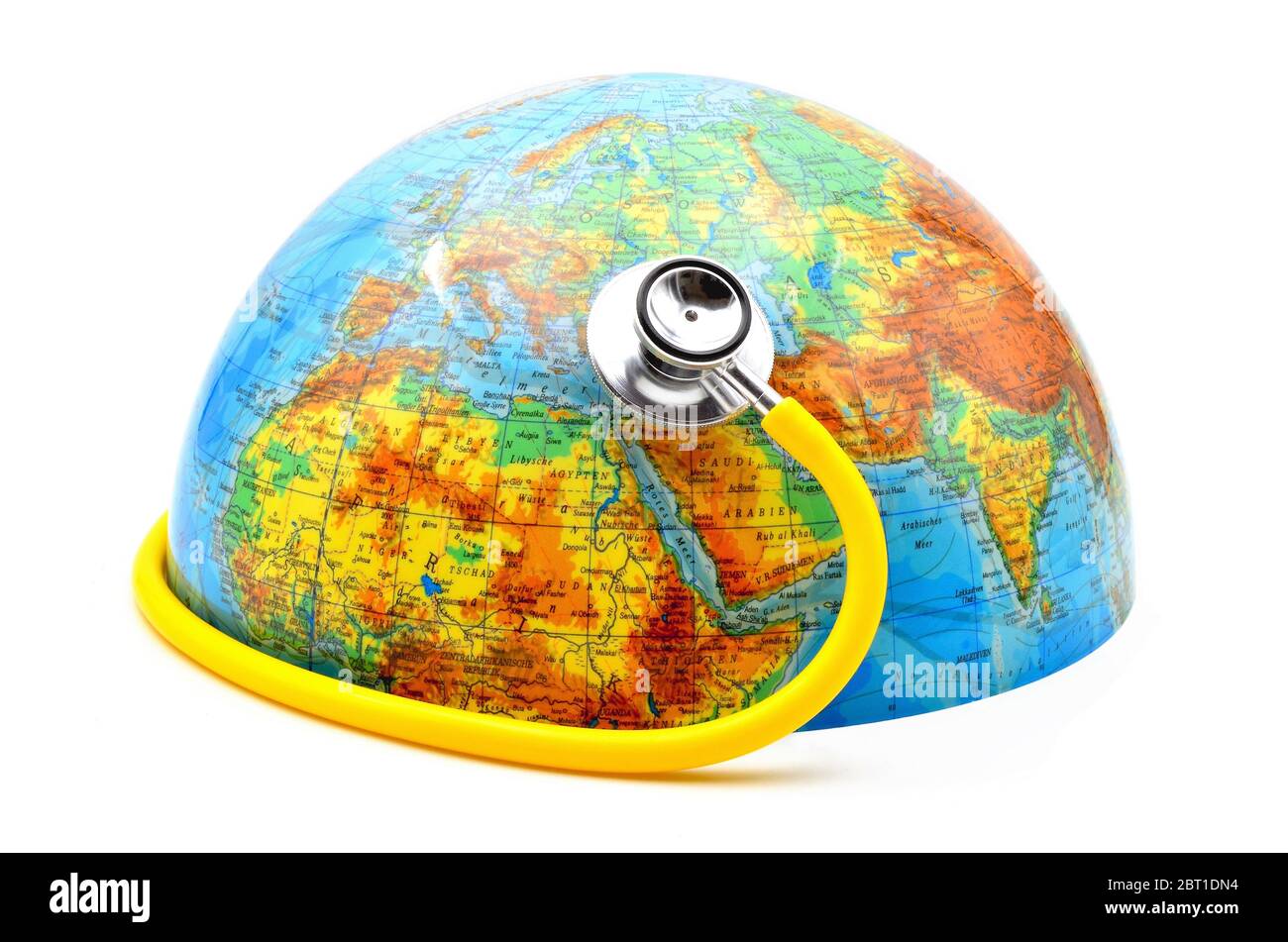 Earth Globe with Stethoscope on white background Stock Photo - Alamy