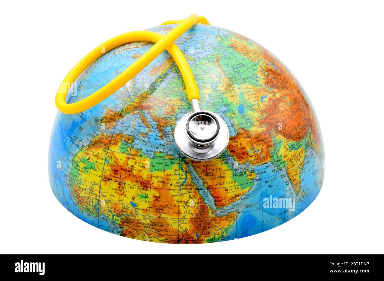 Earth Globe with Stethoscope on white background Stock Photo - Alamy