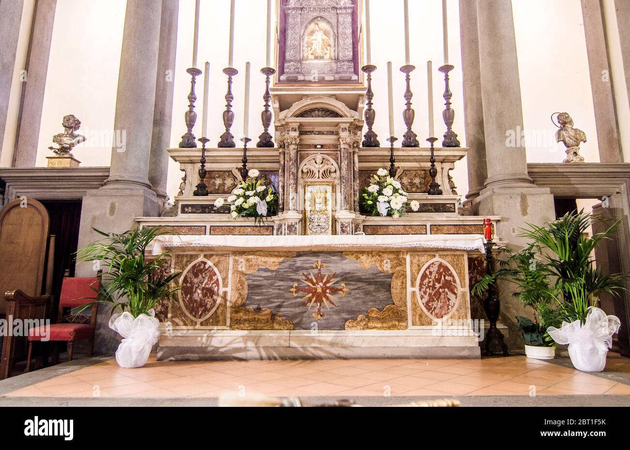 church interior, altar with external light, ready for mass Stock Photo ...