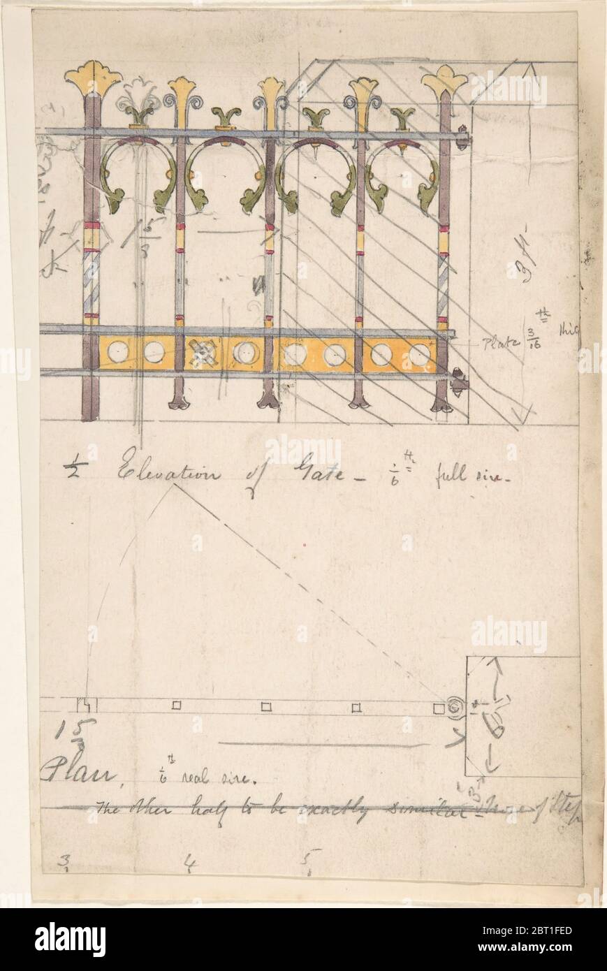 Design for an Iron Gate, Elevation and Plan, ca. 1880 Stock Photo - Alamy